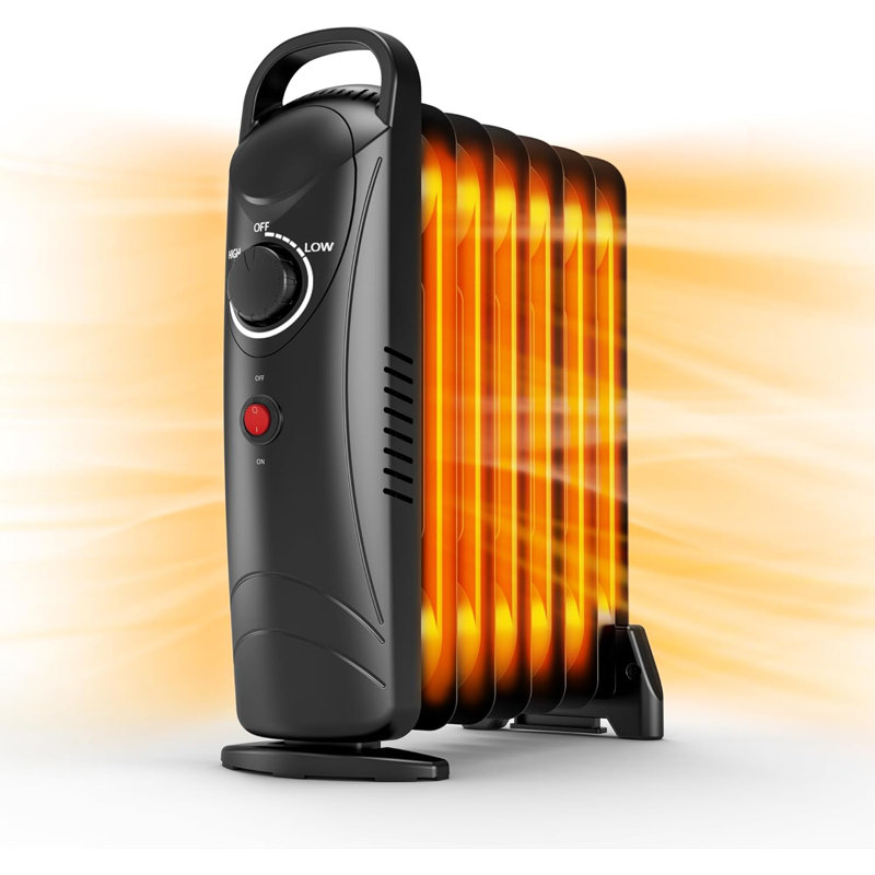 Nordic Hygge 700 Watt Electric Oil Filled Radiant Space Heater with Thermostat Overheat Protection and 2 Heat Settings Black